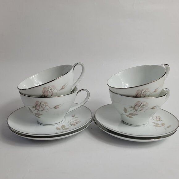 Noritake | Dining | Four Noritake Sweet Talk Cup Saucers Sets White ...